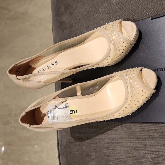 Guess | Shoes | Guess Cacei Womans Heels In Natural With Rhinestones In ...